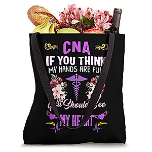 CNA Nurse Heart Nurses Week Certified Nursing Assistant Mom Tote Bag