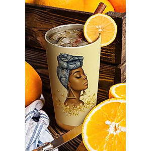 20oz Black Queen Black Women Faith Tumbler, Stand before Anyone, Religious, Christian Gifts, Coffee Thermos for Women, Stainless Steel Double Wall Vacuum Insulated Coffee Mug, Travel Cup with Lid