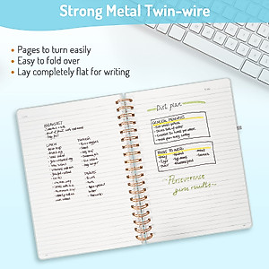 Forvencer Lined Spiral Journal Notebook with 300 Numbered Pages, B5 College Ruled Thick Journals for Writing with 100GSM Paper, Hardcover Notebooks with Contents for Work, School, Women, Men, Grey