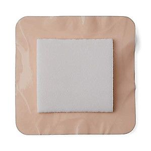 Medline Optifoam Gentle Foam Wound Dressing with Silicone Adhesive Border, 4" x 4", Educational Packaging, Pack of 10