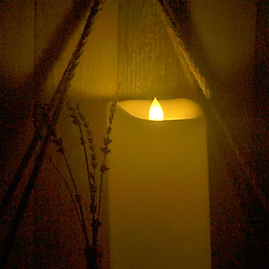 EZiGarden 10"x4" Battery Operated Flameless LED Pillar Candle, Outdoor Waterproof Flickering Light with Remote & Timer for Halloween Party Wedding Party Home Decoration, 1 Pack