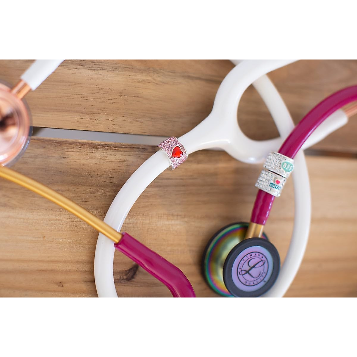 charMED Custom Stethoscope Charms - Thin Blue Line Charm - Gifts for Nurses, Doctors, Veterinarians, Technicians, Surgeons & Healthcare Professionals - Metal Silver 0.5" Ring Charm