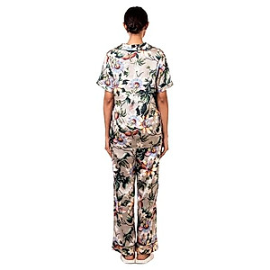 Anuschka Women’s Printed Pajama Set - Sleepwear Collection Made with 100% Recycled Poly Silk - Floral Passion, 1X
