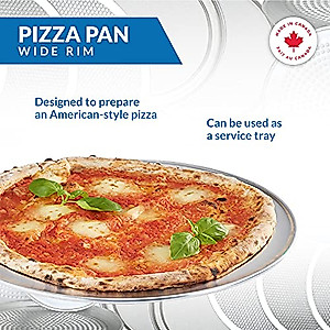 Norjac Wide-Rim Pizza Pan, 14 Inch, 2 Pack, Restaurant-Grade, 100% Solid Aluminum, Baking Pan, Oven-Safe, Rust-Free.
