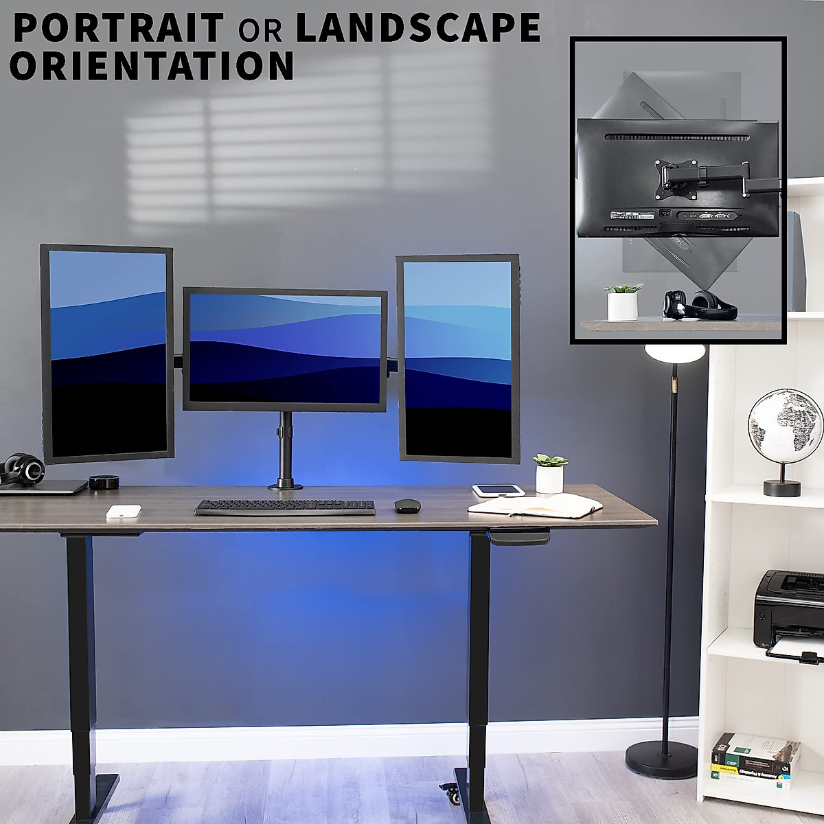 VIVO Triple Monitor Adjustable Heavy Duty Mount, Articulating Stand for 3 LCD Screens up to 24 inches STAND-V003M
