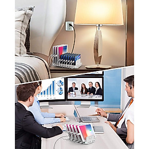 [Bundle] 4-Port USB 3.0 Hub Long Cable 48-inch with Micro USB Charging Port & QC3.0 Charging Station for Multiple Devices