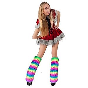 Cityelf Womens Fur Leg Warmer Winter Furry Long Boot Cuffs Fuzzy Shoes Cover Party Costume Holiday Festival Performance Play