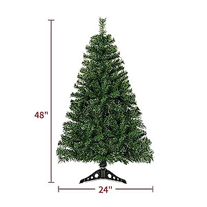 JEAREY Artificial Holiday Christmas Tree 4ft, Unlit Premium Hinged Spruce Holiday Xmas Tree, 250 Branch Tips & Metal Foldable Stand for Home, Office, Party Decoration, Green