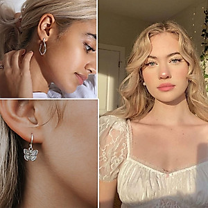 38 Pairs Silver Hoop Earring Sets for Women, Boho Dangling Earrings Pack, Acrylic Assorted Jewelry for Gift