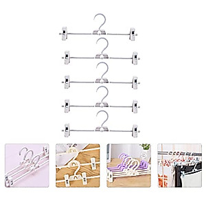 OUNONA Multifunction Space- Clothes Drying Saving Plastic White Space Hook Clip Adjustable Creative Rack Swivel Slip Pant Durable Clothing Stackable Slacks Hangers with Beige Tier On
