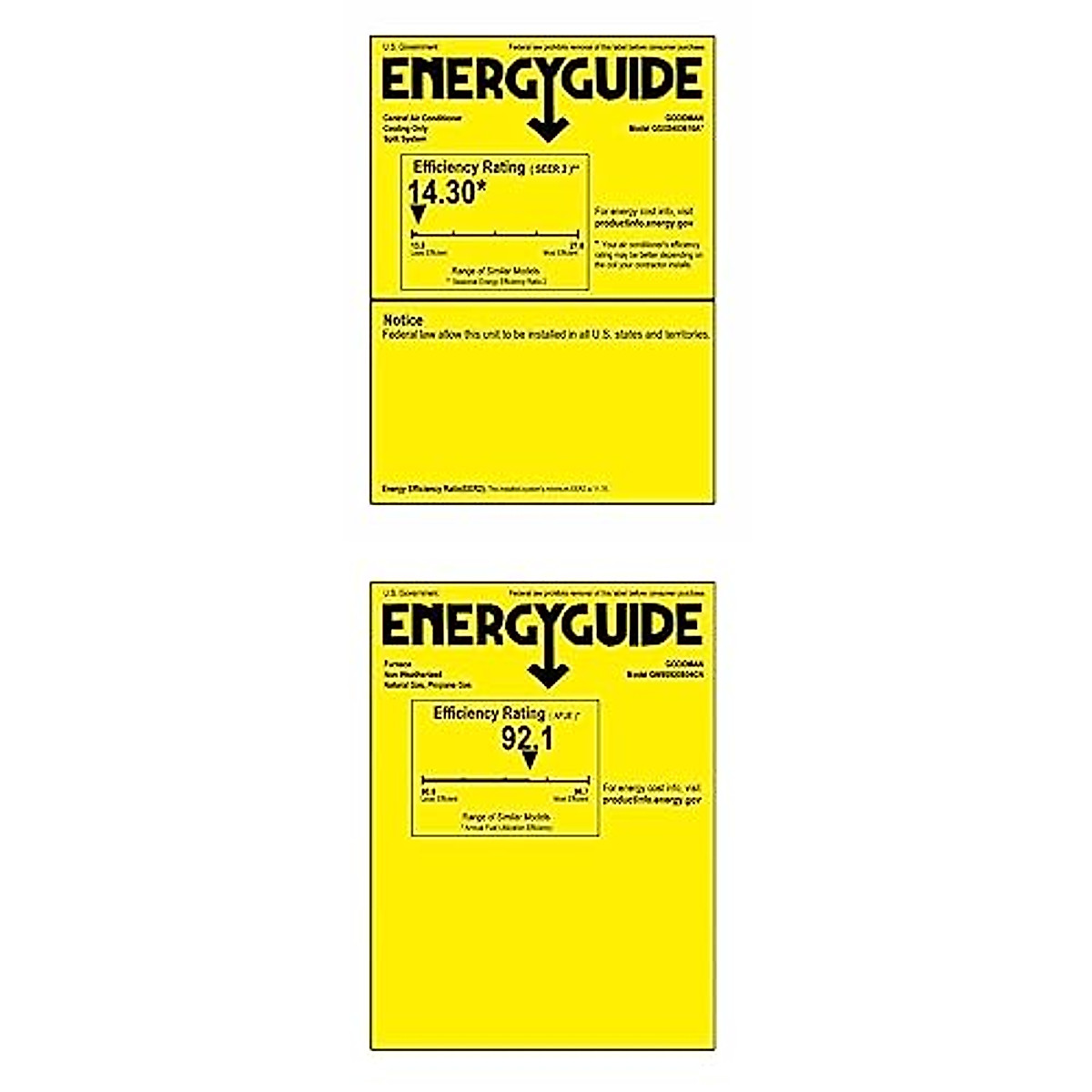 Goodman 3 Ton 14.5 SEER2 Single Stage Air Conditioner GSXB403610 and 80,000 BTU 92% AFUE Multi-Speed Gas Furnace GM9S920804CN Upflow System with CAPTA4230C4