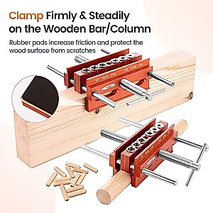 Neitra Self Centering Doweling Jig - 6 Drill Guides for Straight Holes, Adjustable Width Up to 6.75", All Metal Drilling Hole Kit for Wood Dowel Jig, Professional Woodworking Joints Tool