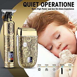 RESUXI Hair Clippers for Men & Electric Razor Shavers Set,Cordless Hair/Beard Trimmers Grooming Kit,Hair Liners Clippers for Hair Cutting Barbers Supplies,LCD Display 2 Foil Head