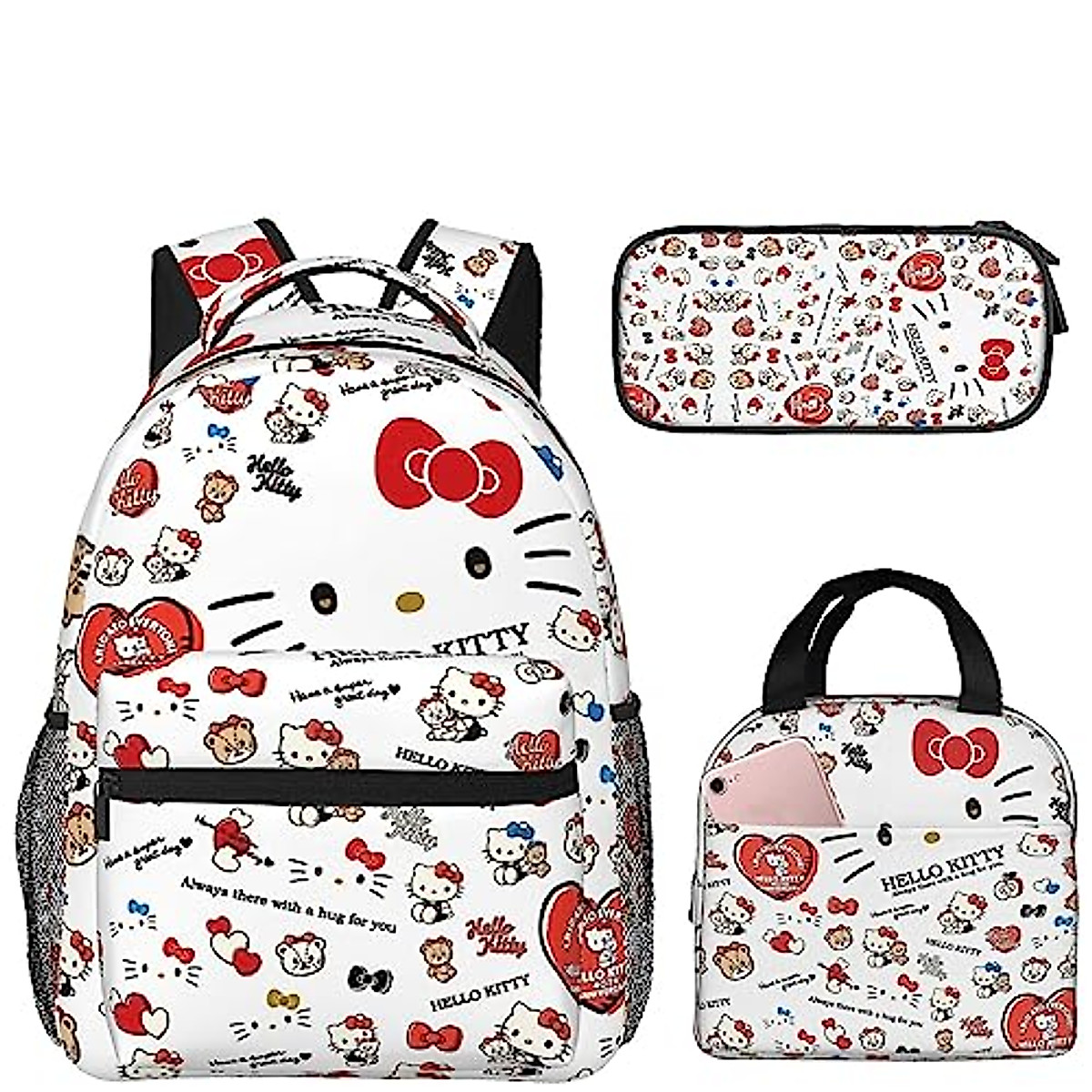SANyom Anime Backpack Cartoon Cute Travel Backpack Notebook Backpack Set 3 Pieces Unisex