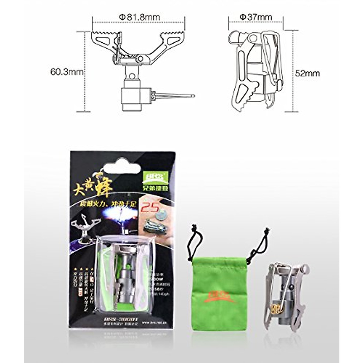 BRS-3000T Mini Camping Titanium Alloy Stove Ultralight 25g for BBQ Picnic Cookout