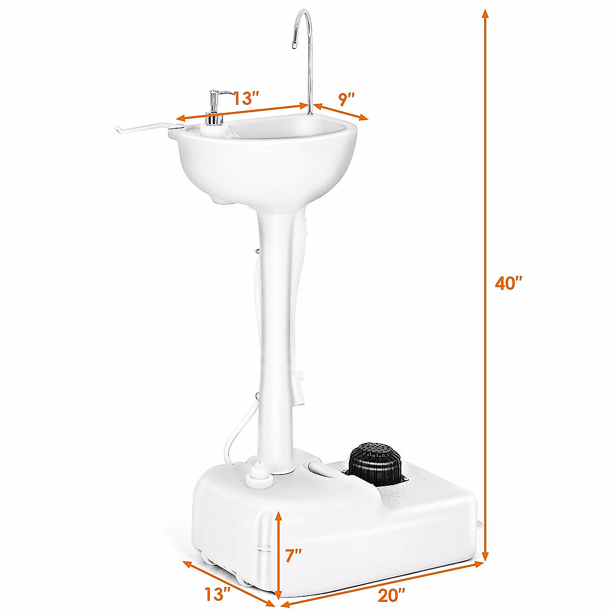 Giantex Portable Camping Sink with Soap Dispenser and Towel Holder, 19L Water Capacity with Rolling Wheels and Foot Pump for Outdoor Events, Gatherings, Camping, Portable Hand Wash Basin Stand