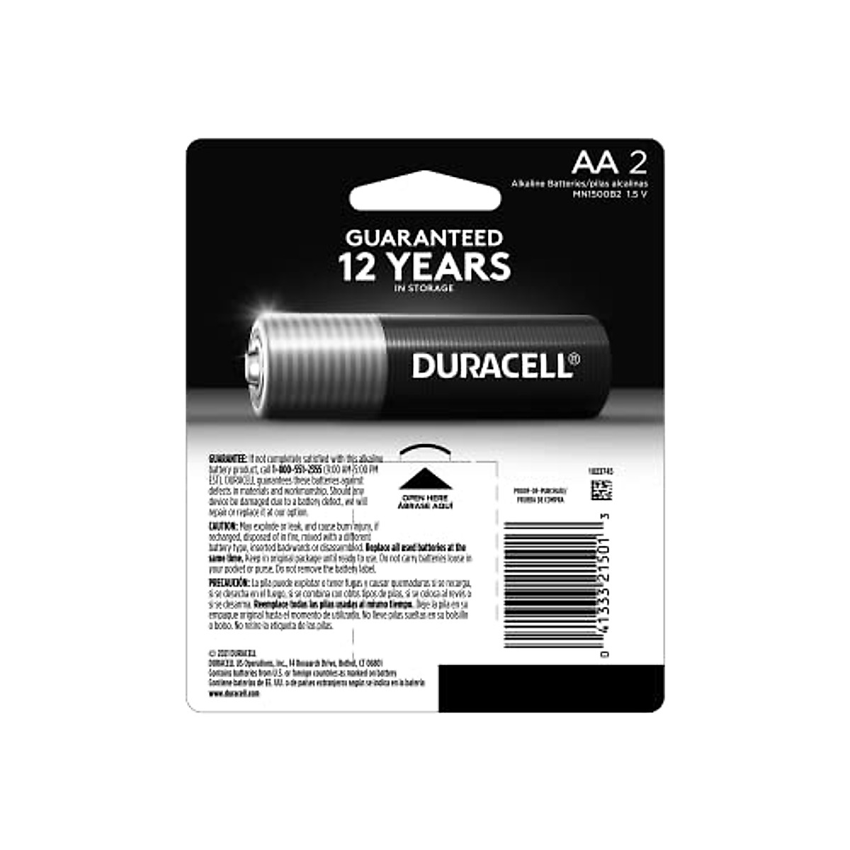 Duracell Coppertop AA Batteries with Power Boost Ingredients, 2 Count Pack Double A Battery with Long-lasting Power, Alkaline AA Battery for Household and Office Devices