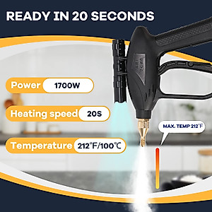 Moongiantgo 1700W High Pressure Steam Cleaner Handheld Portable Instant Steam Cleaning Machinefor Commercial Home USe Kitchen Bathroom Grout Tile Car Detailing (Yellow, 110V)