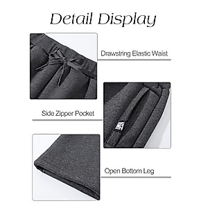 Flygo Men's Winter Warm Active Fleece Joggers Pants Athletic Sherpa Lined Sweatpants(02 Dark Grey-M)