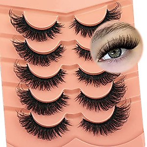 Natural Fox Eye Lashes Wispy False Eyelashes 18mm Fluffy Mink Lashes D Curl Fake Cat Eyelashes Multipack by TOOCHUNAG