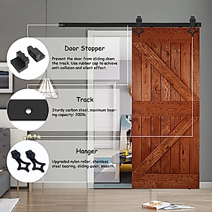 7.5FT Sliding Barn Door Hardware Kit Heavy Duty Sturdy Rustic Rhombus Shape Hanger Barn Door Track Set for Single 45" Wide Door Garage Closet