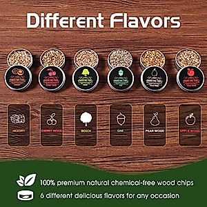 Sunla Cocktail Smoker Kit with Torch 6 Flavors Wood Smoker Chips, Bourbon Whisky Smoker Infuser Kit Infuse Wine Whiskey Salad and Meats, Valentine's Day Gift for Your Friends, Husband, Dad (No Butane)