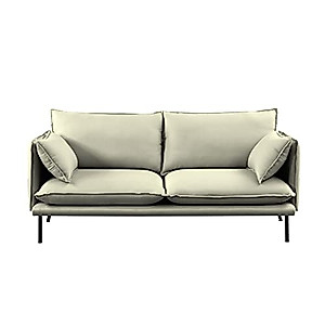 EMKK Loveseat Sofa 78.5’’ Couch w/ 2 Pillows Upholstered Love Seats Furniture with Square Arm/Thick Padding for Bedroom Living Room, Small Spaces, Dorm, Beige