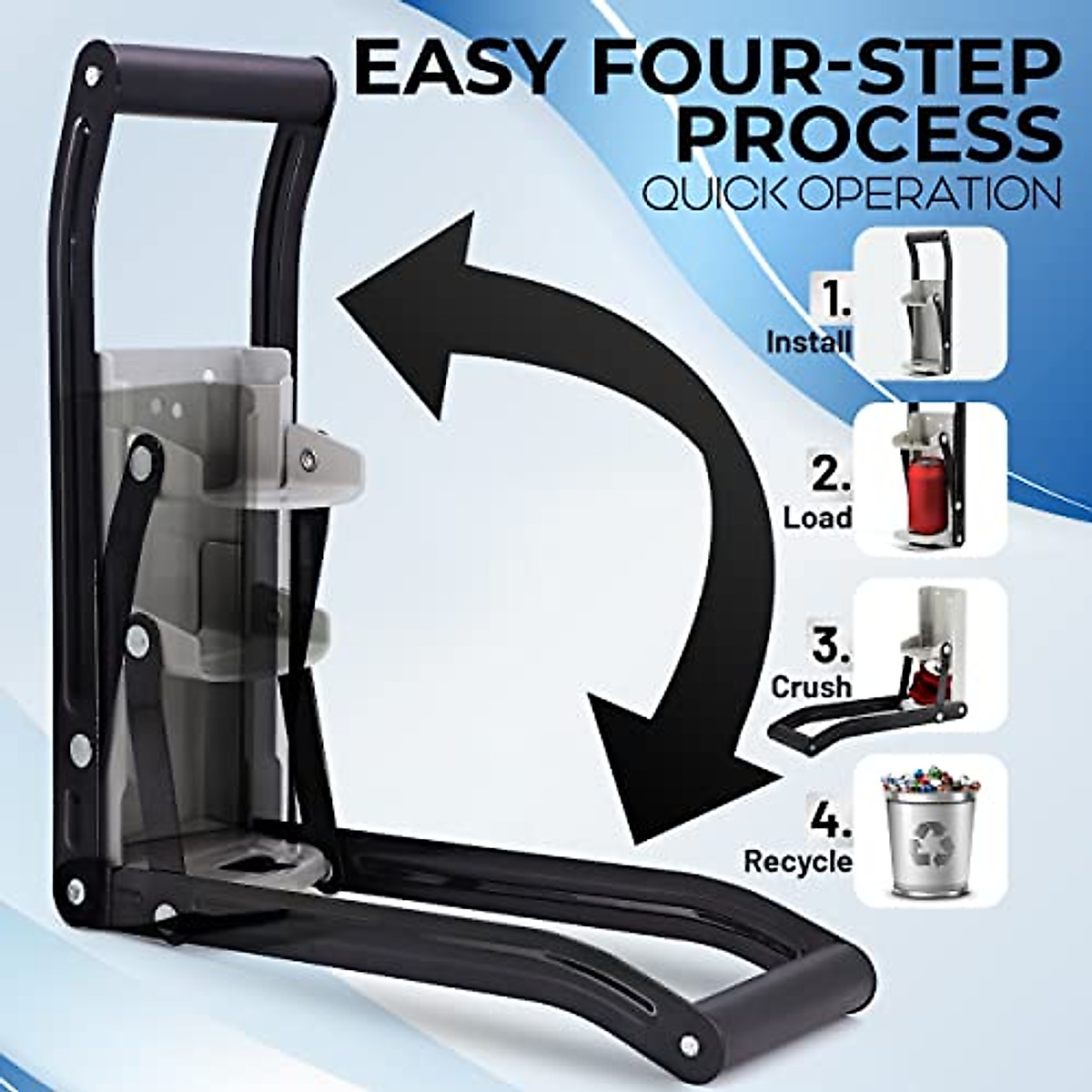 Can Crushers for Recycling - Heavy Duty Aluminum Can Crusher Wall Mounted - Soda and Beer Can Smasher for Recycling with Bottle Opener - For 12 Oz Cans - Easy to Install - RamPro