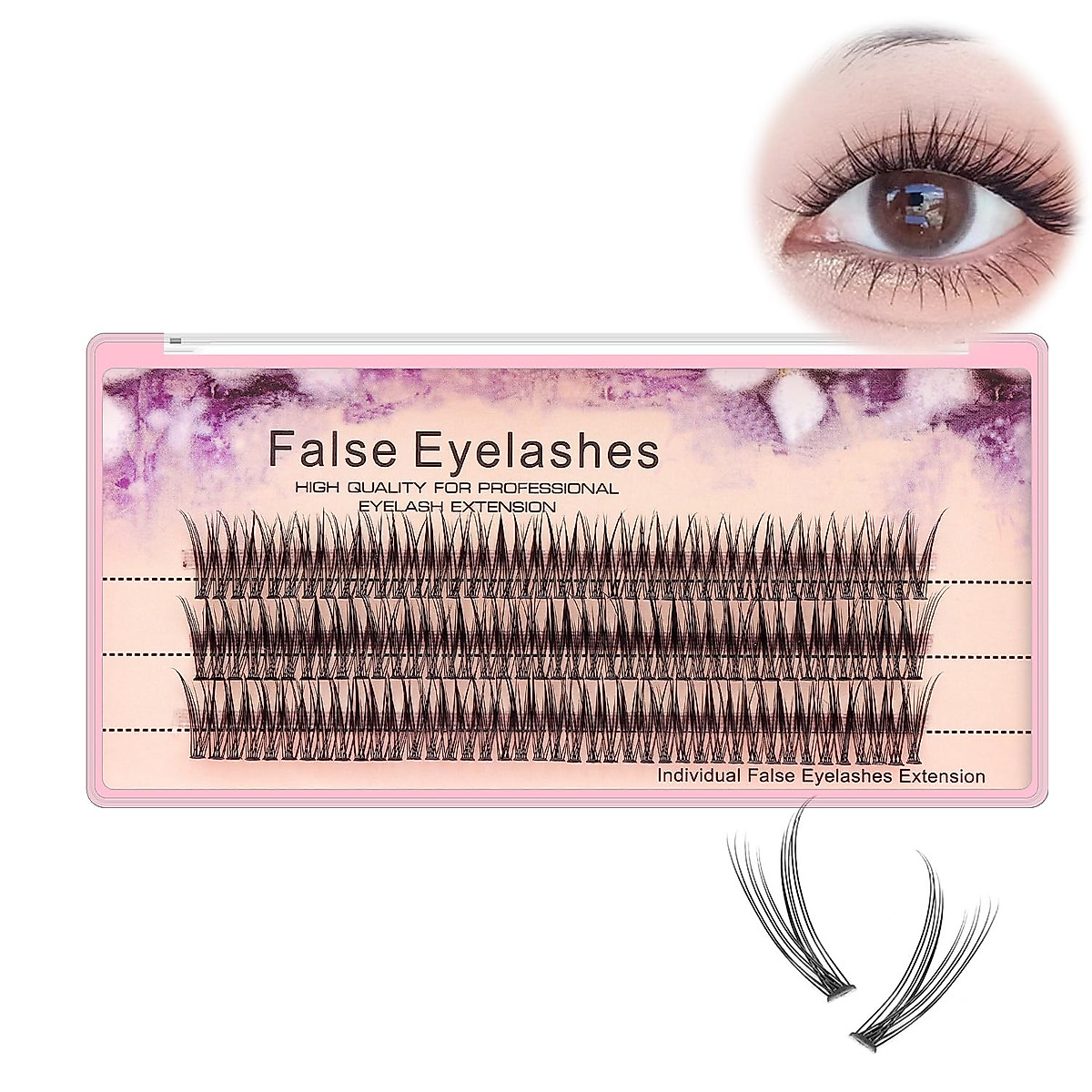 Bodermincer 120pcs 0.10mm Thickness Handmade Fish Tail False Lahses Thick Natural Long Black Individual False Eyelashes Fake Eye Lashes Extensions Makeup Tool (14mm)