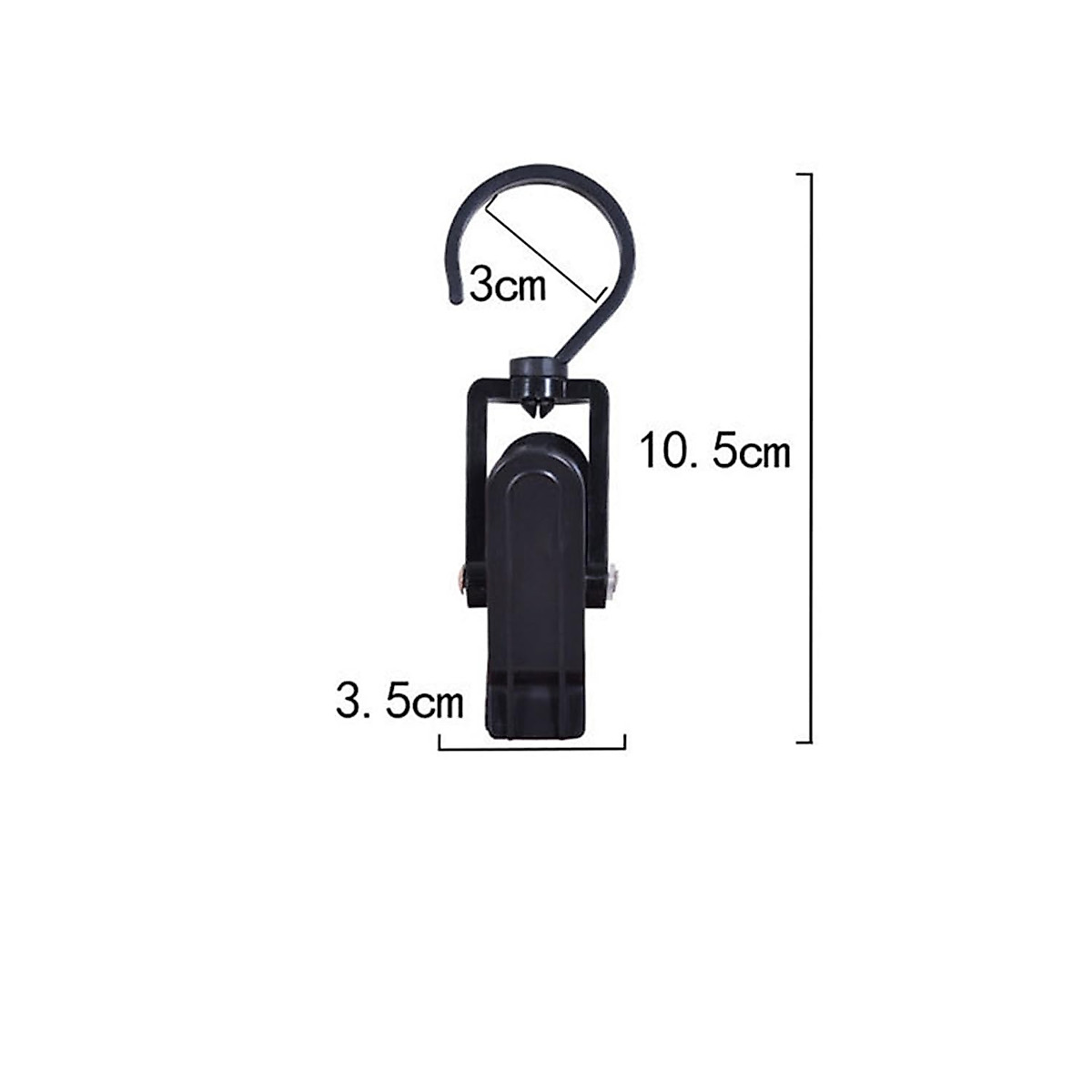 Setesaio 12PCS 4.13 Inch Long Plastic Home Travel Swivel Hanging Laundry Hook 360 Degree Swivel Clothespin Hat Clip Fit Standard Shower Curtain Rod and Curtain Rod and Clotheslines