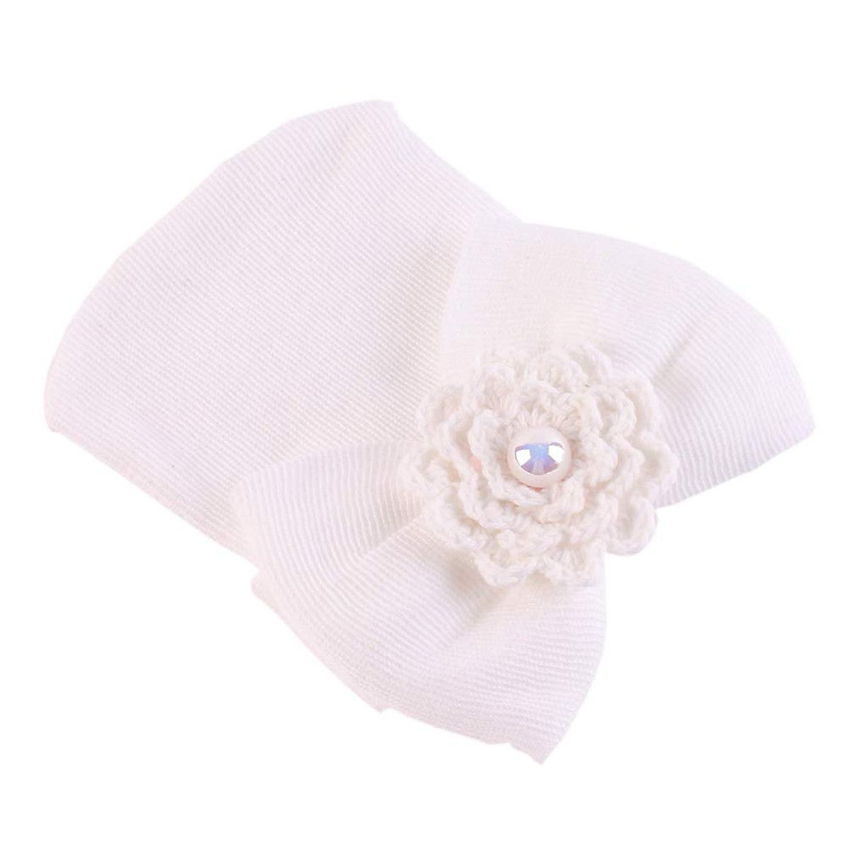 HUIXIANG Preemie Newborn Hospital Hat Soft Cotton Baby Girls Head Wrap with Big Bow Cap Nursery Beanie, A-3 Pack (0-3months), Baby
