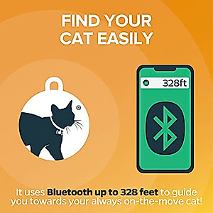 Cat Tailer Cat Tracker - Small and Lightweight Waterproof Bluetooth Pet Collar Attachment, 328 foot Range, Replaceable 6 Month Battery Life, Android/Apple iOS Compatible
