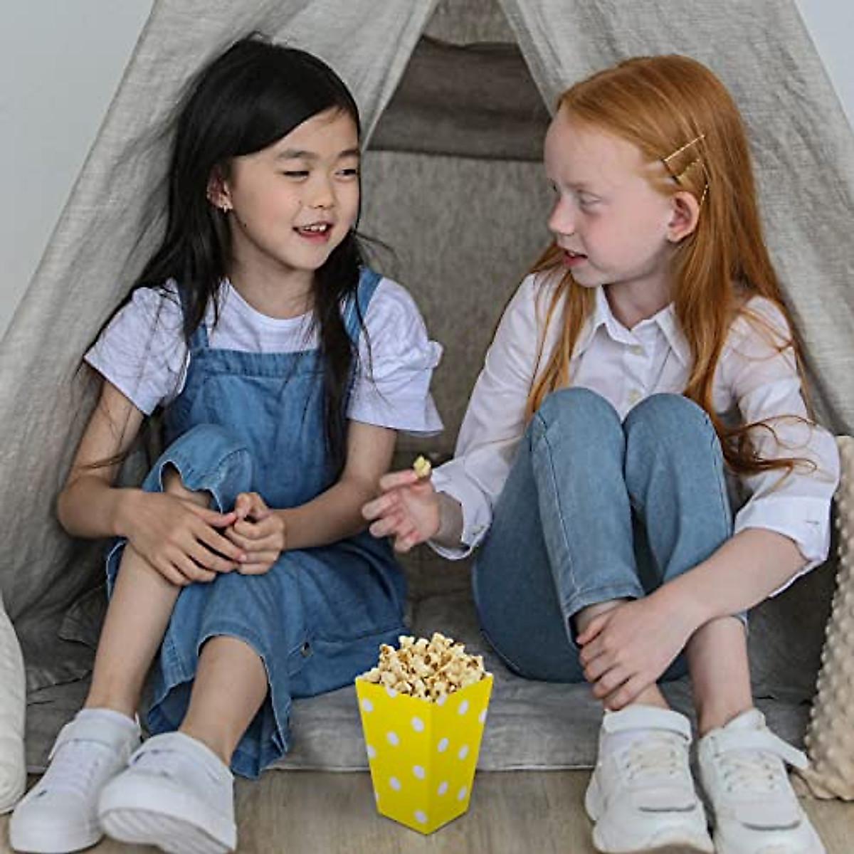 NUOBESTY 48pcs Popcorn Boxes Paper Popcorn Buckets Mini Cardboard Candy Container Gold Foil Chevron Striped Treat Boxes for Popcorn Machine Accessories Birthday Theater Party Favors