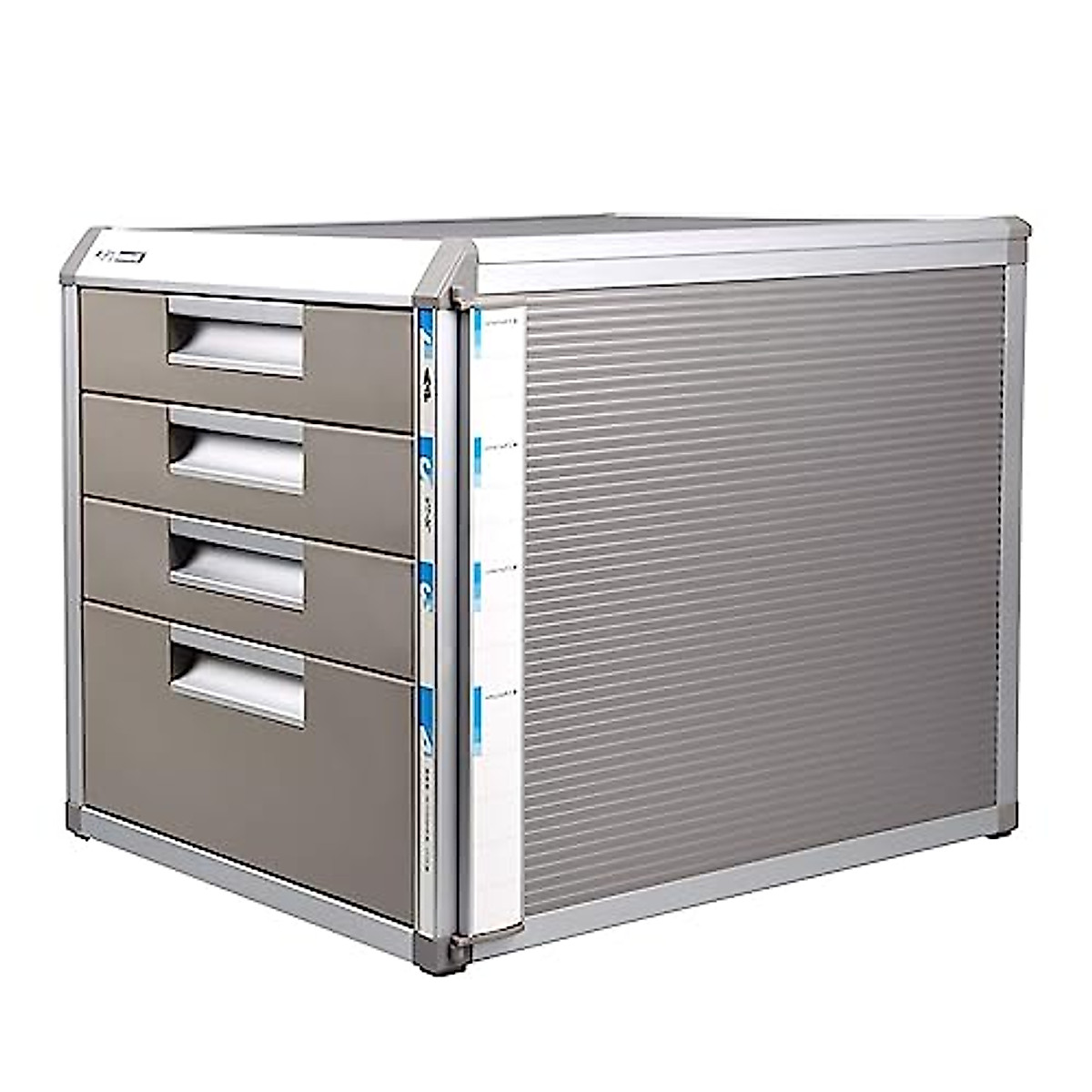 YUZDNM Desktop File Cabinet - Desktop Storage Box with Drawers, Aluminum Alloy Drawer Organizer, with Lockable Drawers Flat File Cabinet, Cosmetic Storage/Medicine Storage Box (Size : 4 Layer)