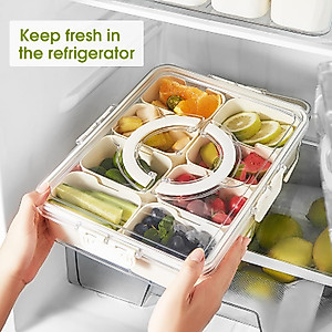 KATOCHUG Snackle Box Container Divided Serving Platters with Lid and Handle Divided Snackle Box for Portable Snack Box Container Tray Perfect for Candy Fruit and Treats