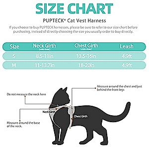PUPTECK Cat Harness and Leash Set- Adjustable Vest Escape Proof Harness for Kitten Small Medium Cats, Retractable Breathable Soft Mesh for Outside with Reflective Strips