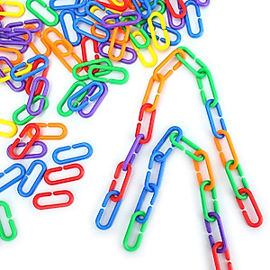 Suwimut 1000 Pieces Plastic C-Clip Hooks Chain Links, Interchangeable Rainbow C-Links Kids Learning Toys for Classroom Preschool, Sugar Glider Climbing Swing Small Bird Cage Toys for Pet Rat Parrot