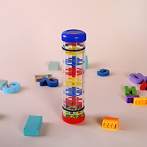 2 Pack Rainmaker Rain Stick Musical Instrument for Babies, Toddlers and Kids, 8 Inch Rainfall Rattle Tube Rainstick Shaker Toy