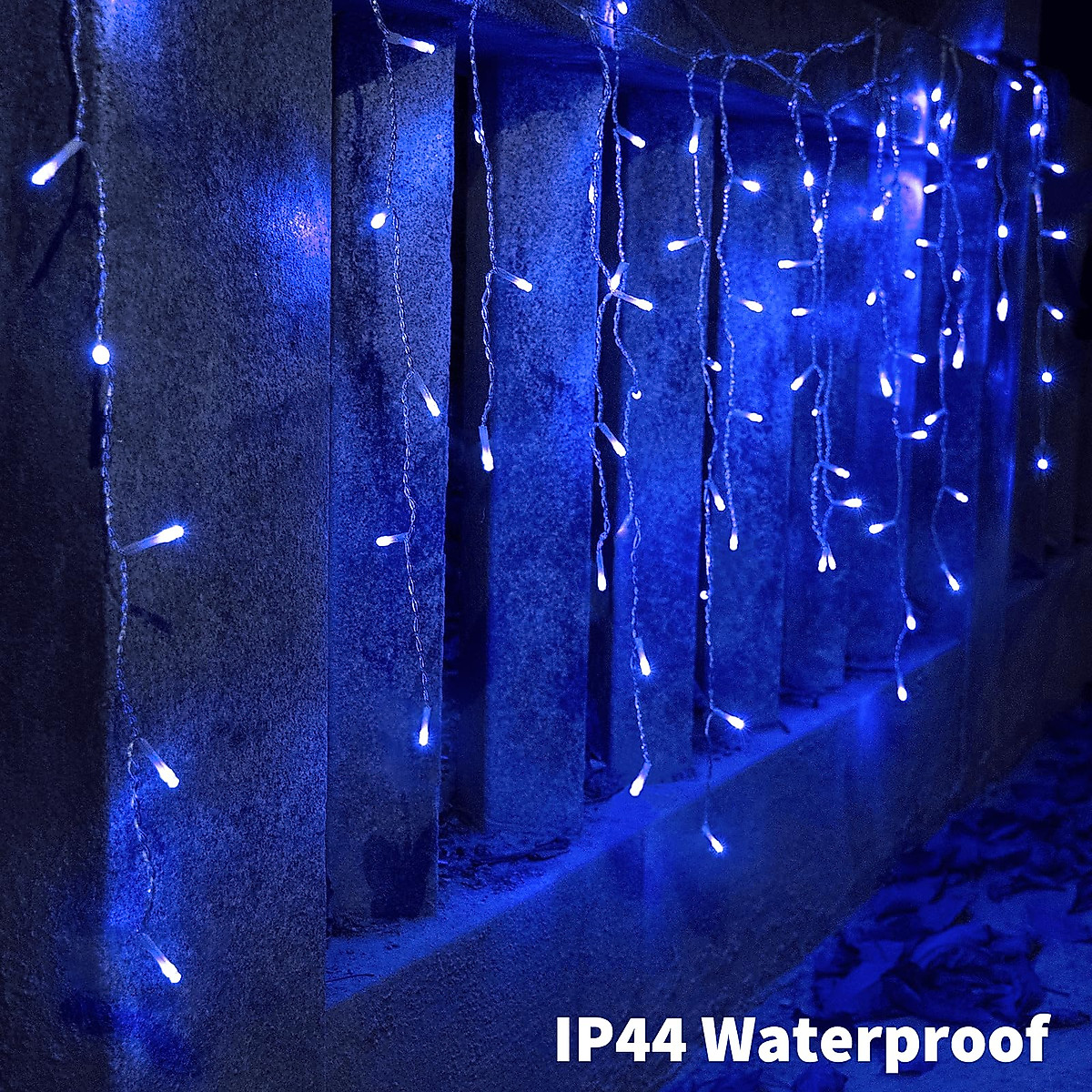 YOLIGHT 16.5ft 192 LED Halloween Icicle Lights Outdoor, Icicle Christmas Lights with Remote, 8 Modes Twinkle Curtain String Lights, Wedding Party Home Garden Roof Xmas Decoration(Purple)