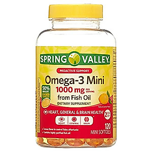 Essential Omega-3. Includes Luall Fridge Magnetic + Spring Valley Omega-3 Fish Oil Soft Gels, 1000 mg (120 MINI SoftGels)