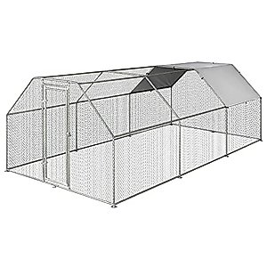 PawHut 18.5' Metal Chicken Coop Run with Roof, Walk-in Chicken Coop Fence, Chicken House Chicken Cage Outdoor Chicken Pen Hen House
