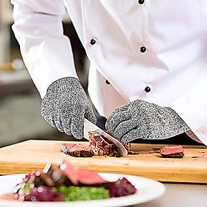 YINENN 2 Pairs (4 Gloves) Cut Resistant Gloves Food Grade Level 5 Protection,Kitchen Cut Gloves for Oyster Shucking,Fish Fillet Processing,Mandolin Slicing,Meat Cutting,Wood Carving-(XL)