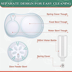 BINGPET Small Dog Bowls - Water and Food Bowl for Cat Dog - Slow Feeder Pet Bowl, Automatic Water Dispenser Detachable Feeder Bowls for Puppies and Cats