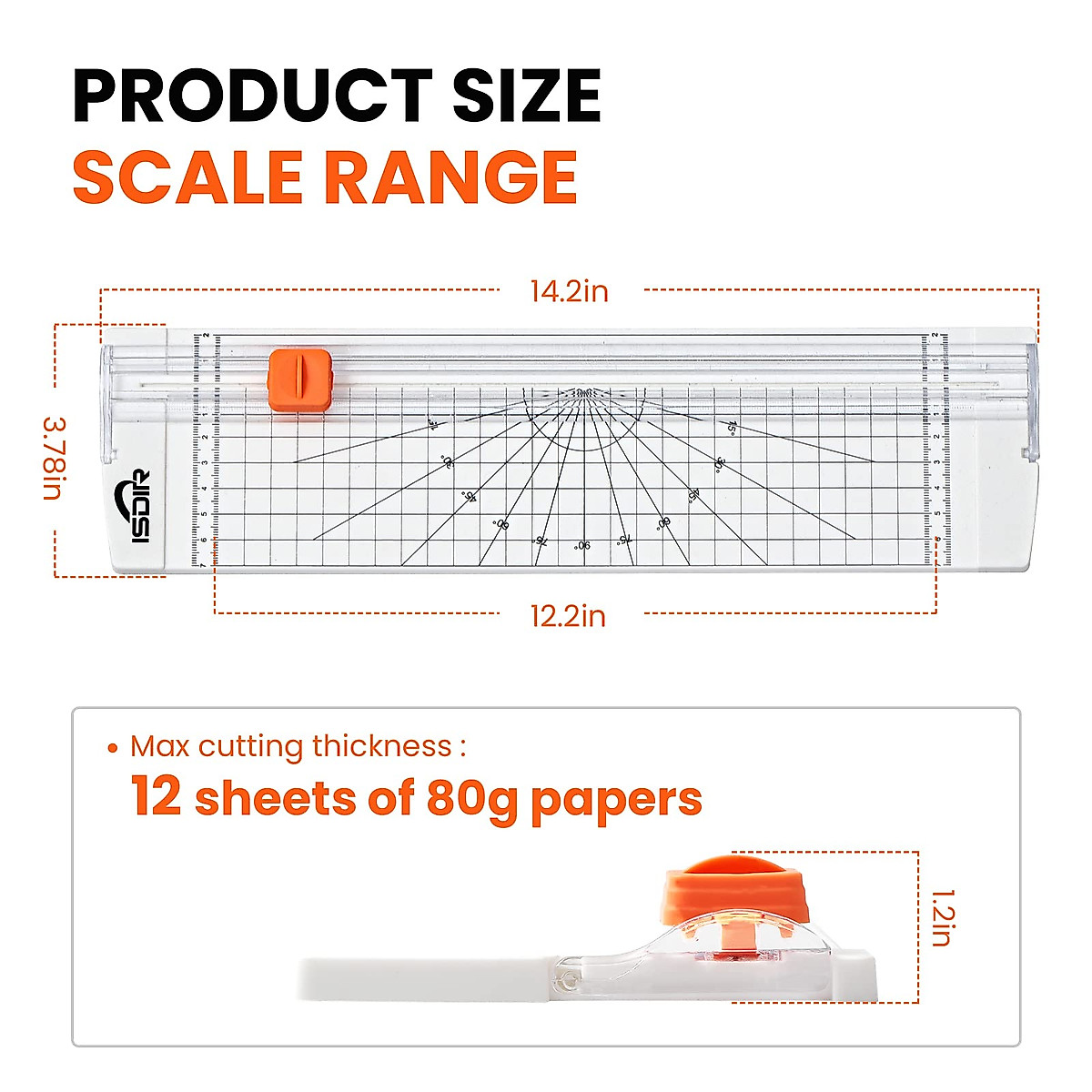 ISDIR A4 Paper Cutter 12 Inch Titanium Paper Trimmer Scrapbooking Tool with Automatic Security Safeguard and Side Ruler for Craft Paper, Label, Coupon, Photo and Cardstock