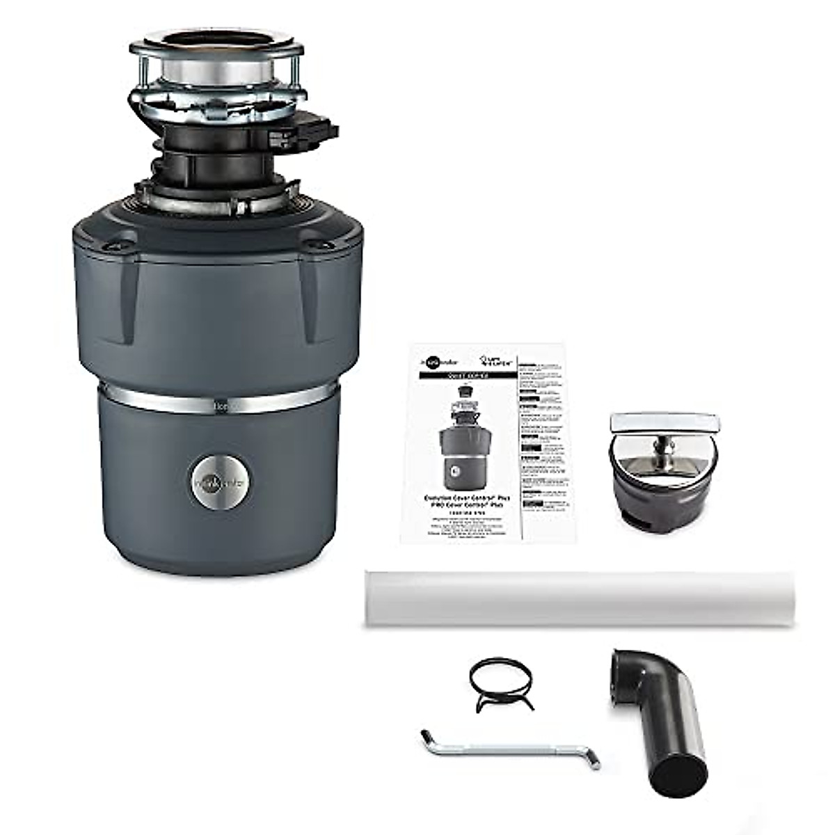 InSinkErator Garbage Disposal, Evolution Cover Control Plus, Quiet Series, 3/4 HP Batch Feed, Gray