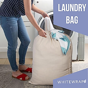 Laundry Bags |Christmas DIY| Canvas Cotton Long Strap & Drawstring Closure| Travel Laundry Bag for Dirty Clothes |Hamper Liner Bag| Washable Home Storage College Dorm& Back-to-School| 28"x36"-1 Pack