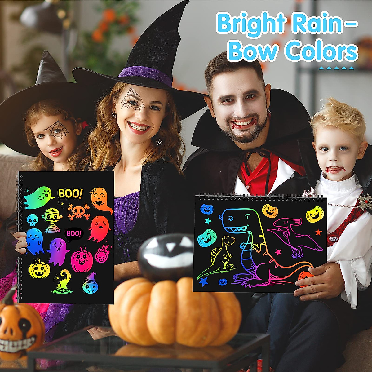 DEVRNEZ DIY Toys Rainbow Scratch Papers: Coloring Scratch Off Arts and Crafts for Kids 3-12 Year Old Girls Toys Magic Notebook with Pencils for Age 4-10 Boys Gift Toy Game Birthday Party Gifts