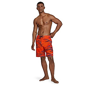 Speedo Men's Standard Swim Trunk Knee Length Boardshort Bondi Printed, 20" Slice Spicy Orange, X-Large