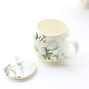 400ml Coffee Mugs with Spoon, Europe Noble Bone China Coffee Cup, Floral Ceramic Tea Cup, Tea Cup, Fancy Tea Cups, Gifts for Women, Tea Mugs,Flower Tea Cup, Luxury Tea Sets for Women