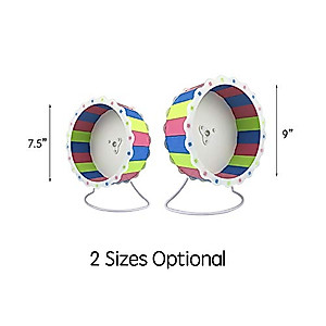 Quiet Hamster Exercise Wheel, Silent Multi-Colored Spinner, Made of Wood, Stand Included, Sunflower Design ( 7.5", Multi-Color)